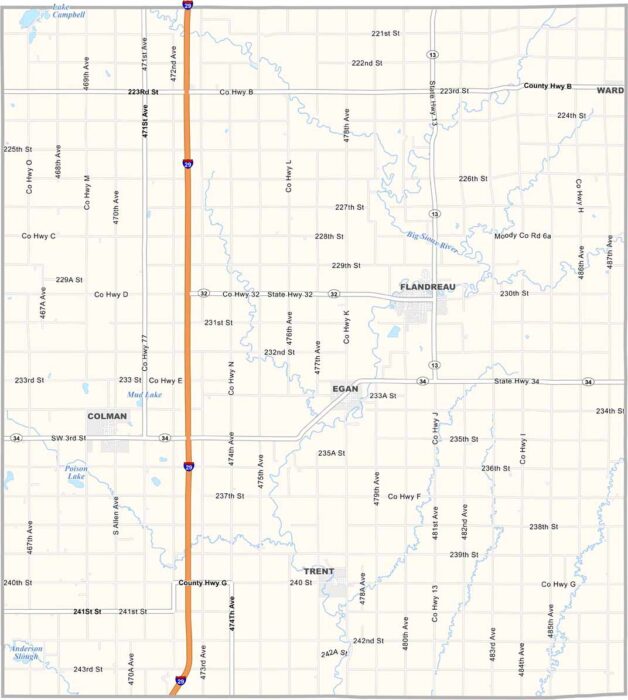 Minnehaha County Map, South Dakota - US County Maps