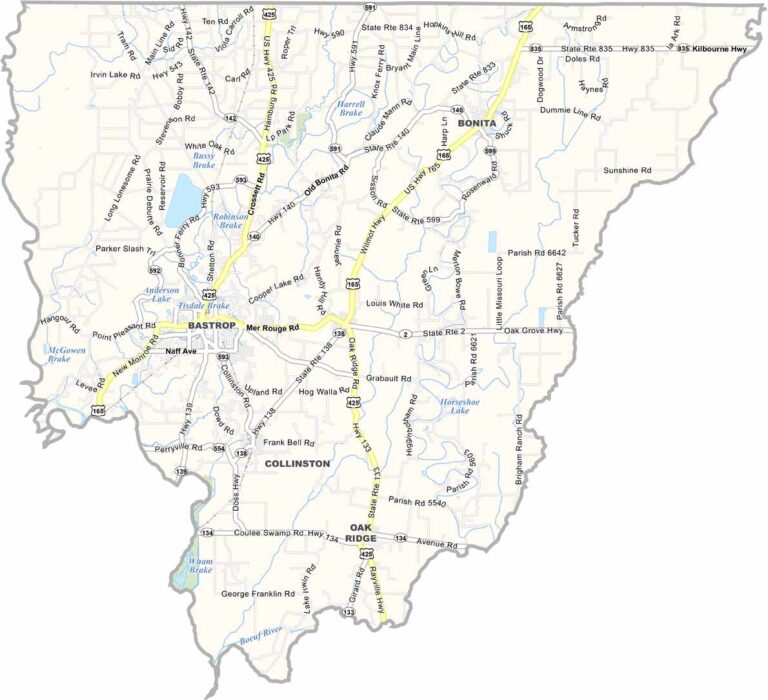 Ouachita Parish Map, Louisiana - US County Maps