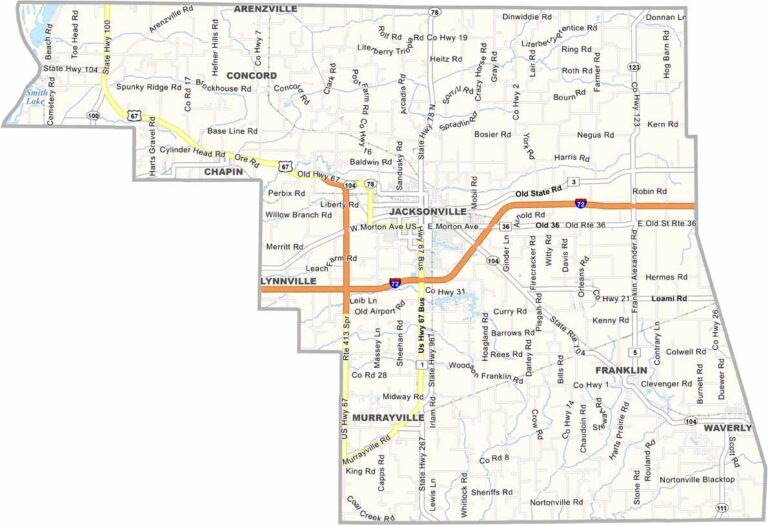 Morgan County Map, Illinois - US County Maps