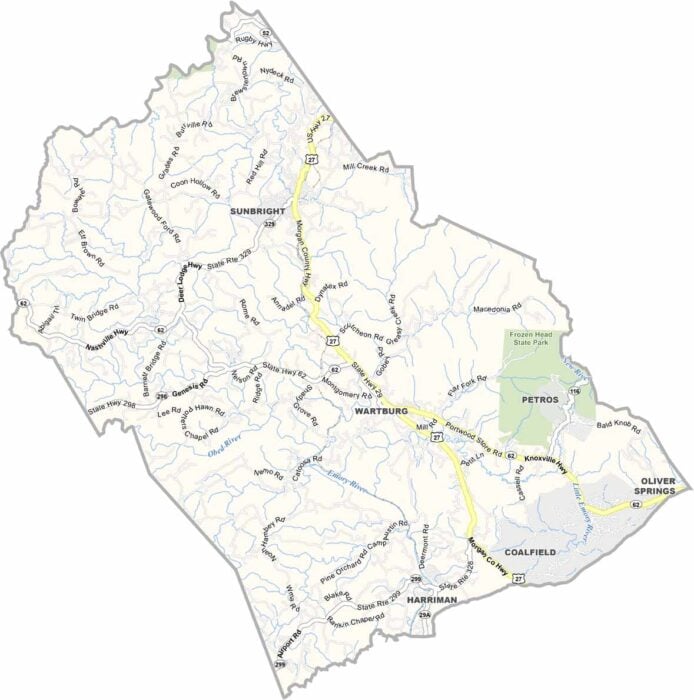 Morgan County Map, Tennessee - US County Maps