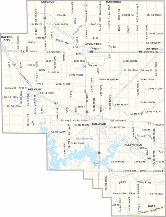 Moultrie County Map, Illinois - US County Maps