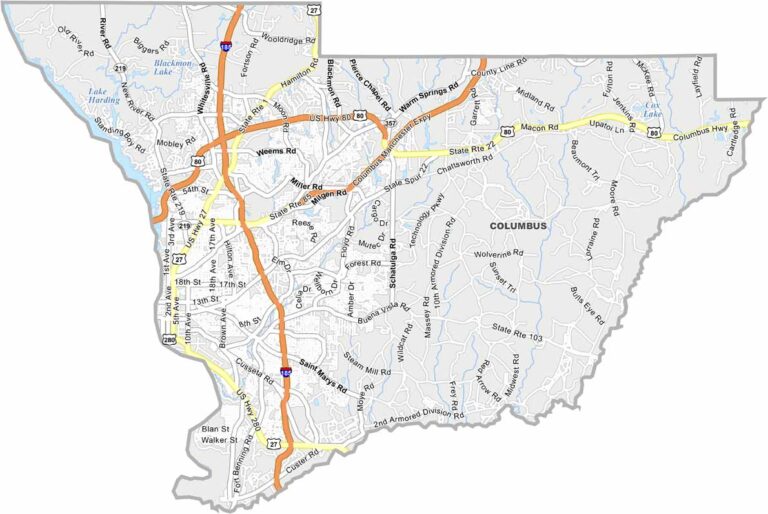 Muscogee County Map, Georgia - US County Maps