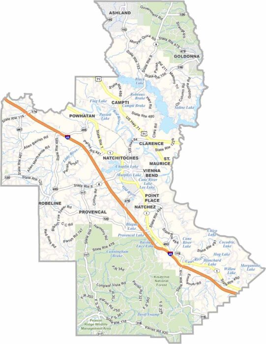 Rapides Parish Map, Louisiana - US County Maps