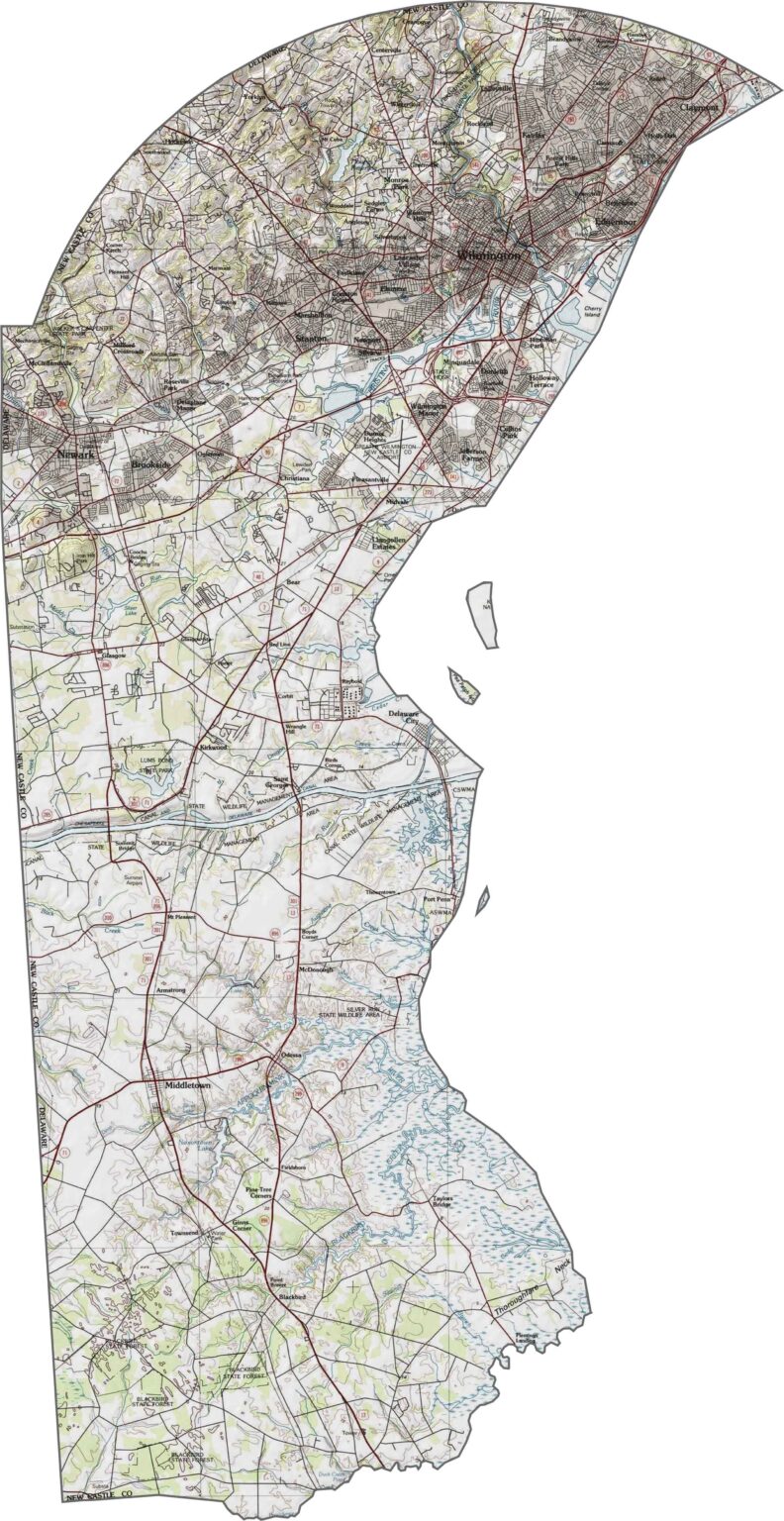 New Castle County Map, Delaware - US County Maps