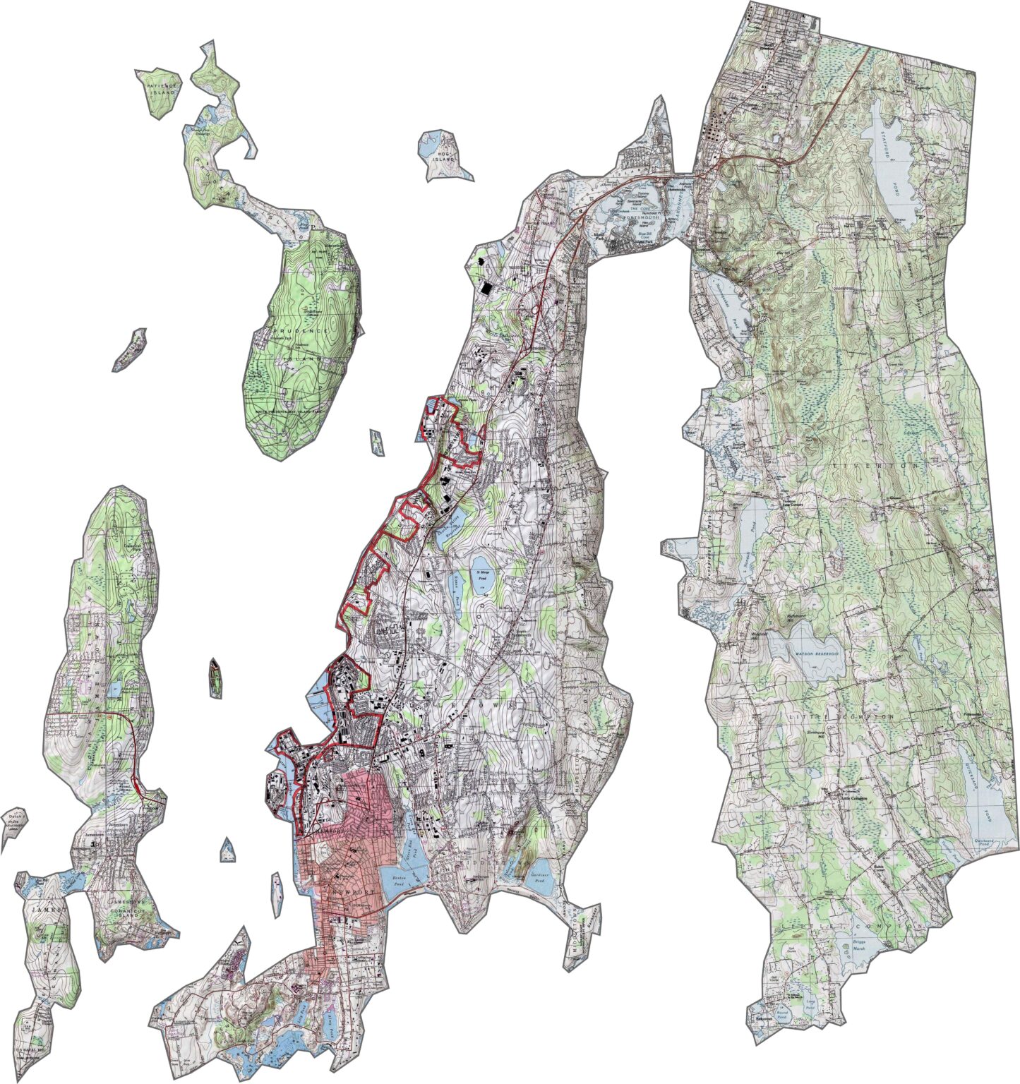 Newport County Map, Rhode Island - US County Maps