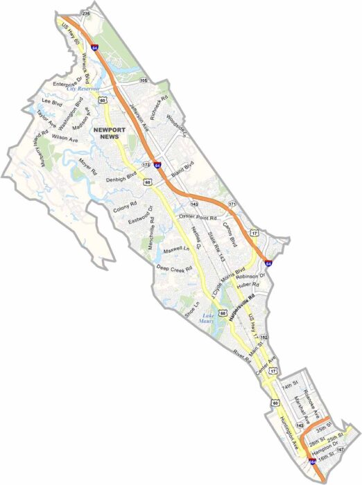Newport News City Map, Virginia - US County Maps