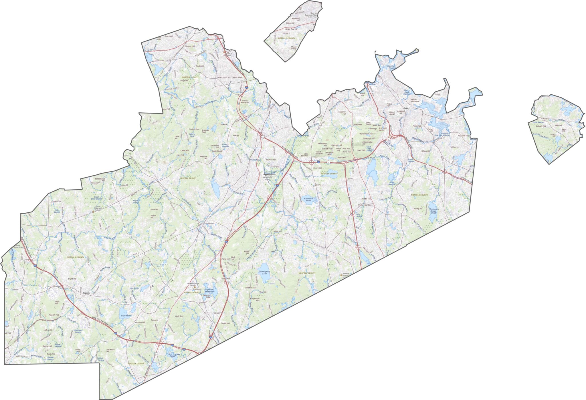 Norfolk County Map, Massachusetts - US County Maps