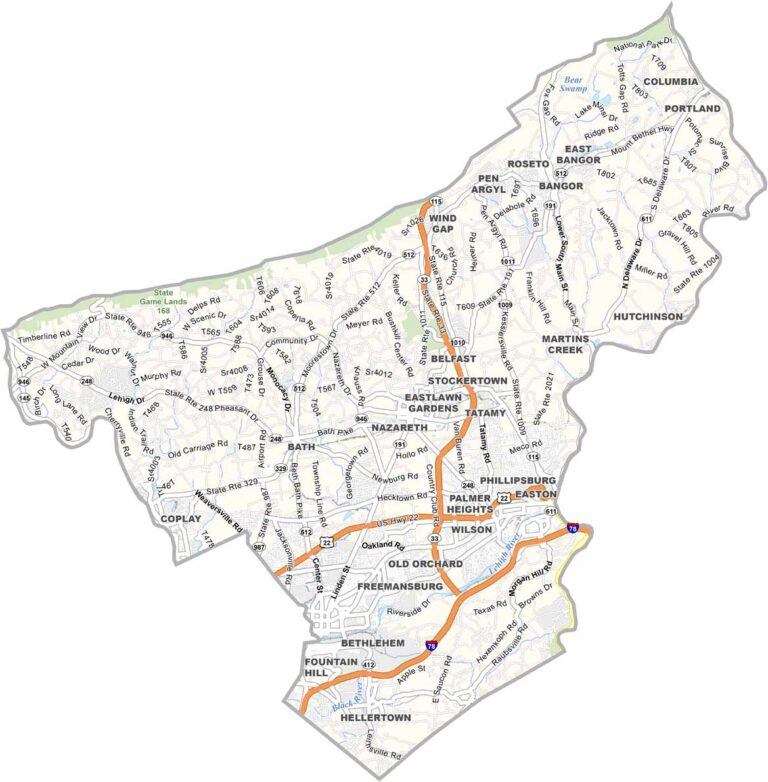 Bucks County Map, Pennsylvania - US County Maps