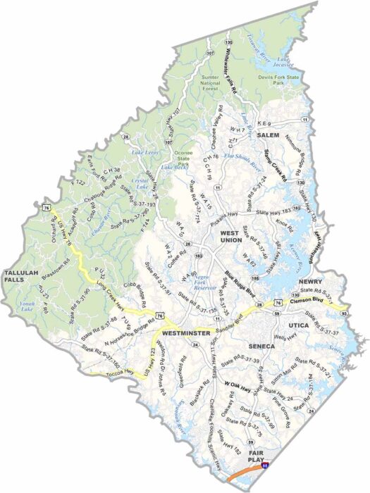 Oconee County Map, South Carolina - US County Maps