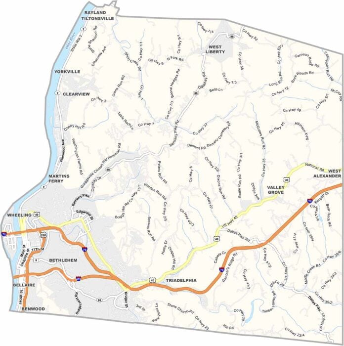 Ohio County Map, West Virginia - US County Maps