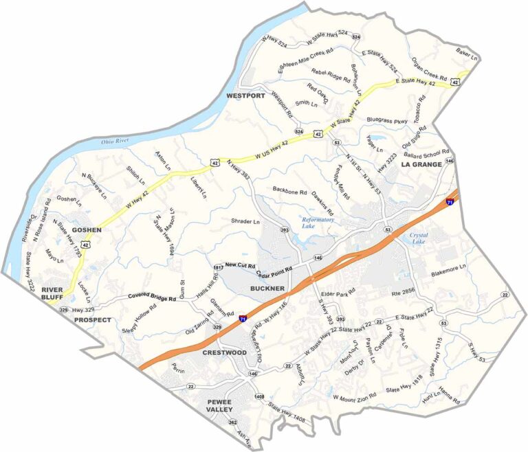 Oldham County Map, Kentucky - US County Maps