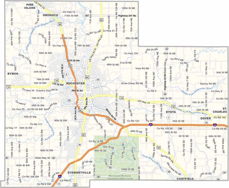 Olmsted County Map, Minnesota - US County Maps