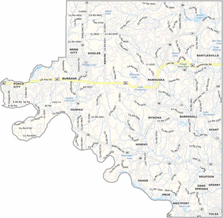 Tulsa County Map, Oklahoma - US County Maps
