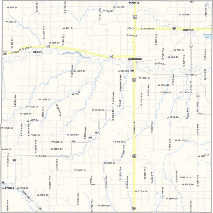 Osborne County Map, Kansas - US County Maps