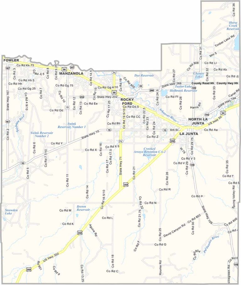 Pueblo County Map, Colorado - US County Maps