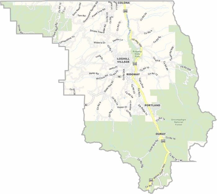 Ouray County Map, Colorado - US County Maps