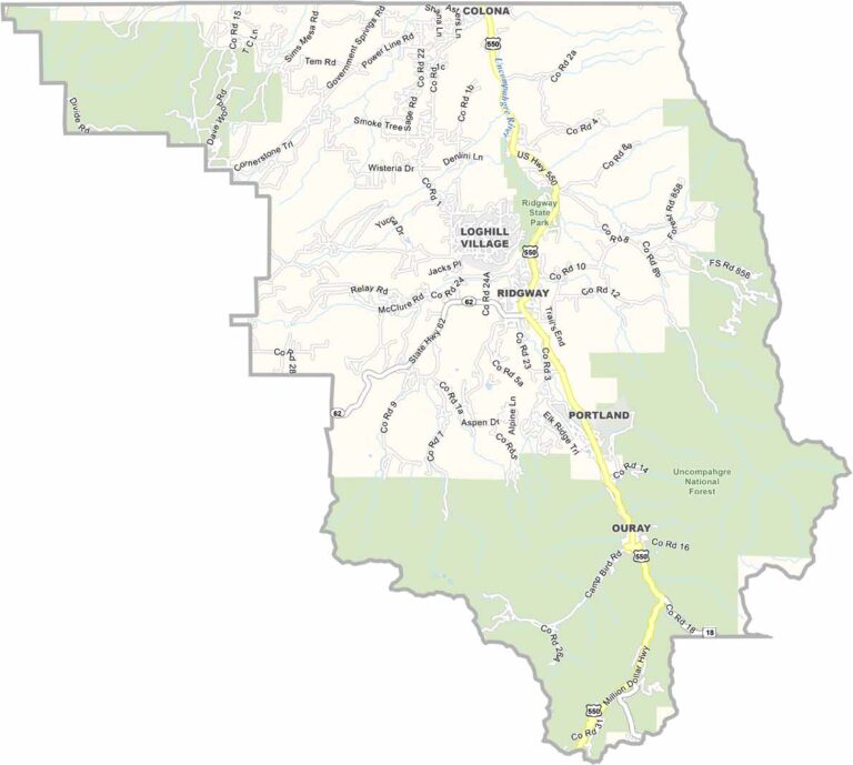 Ouray County Map, Colorado - US County Maps
