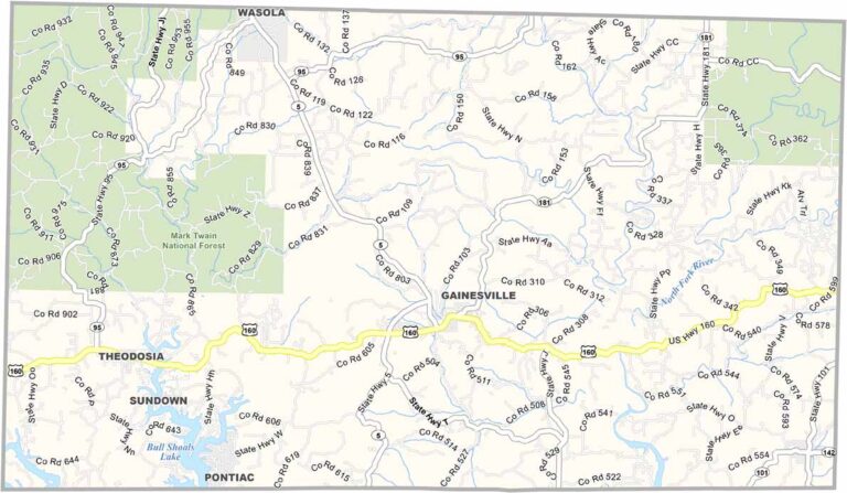 Ozark County Map, Missouri - US County Maps