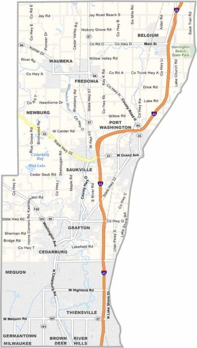 Washington County Map, Wisconsin - US County Maps