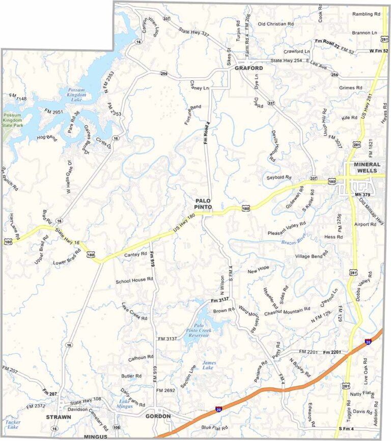 Palo Pinto County Map, Texas - US County Maps