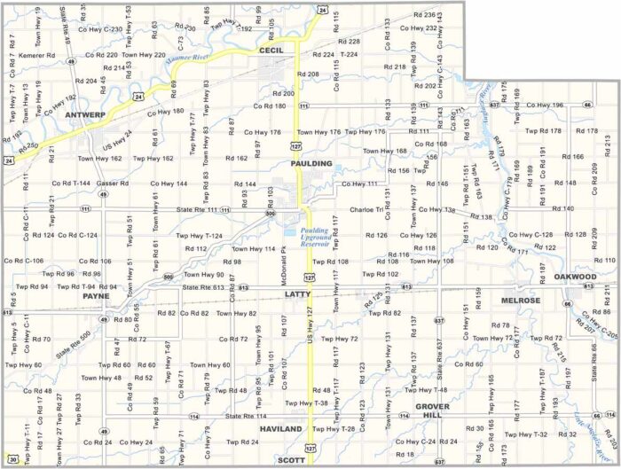 Paulding County Map, Ohio - US County Maps