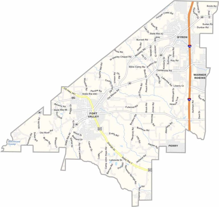 Peach County Map, Georgia - US County Maps