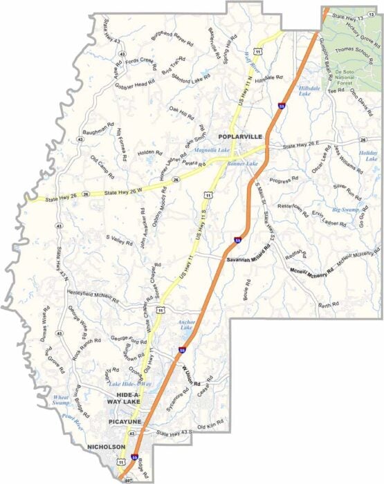 Pearl River County Map, Mississippi - US County Maps