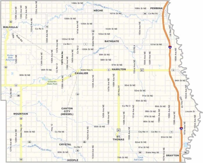 Pembina County Map, North Dakota - US County Maps