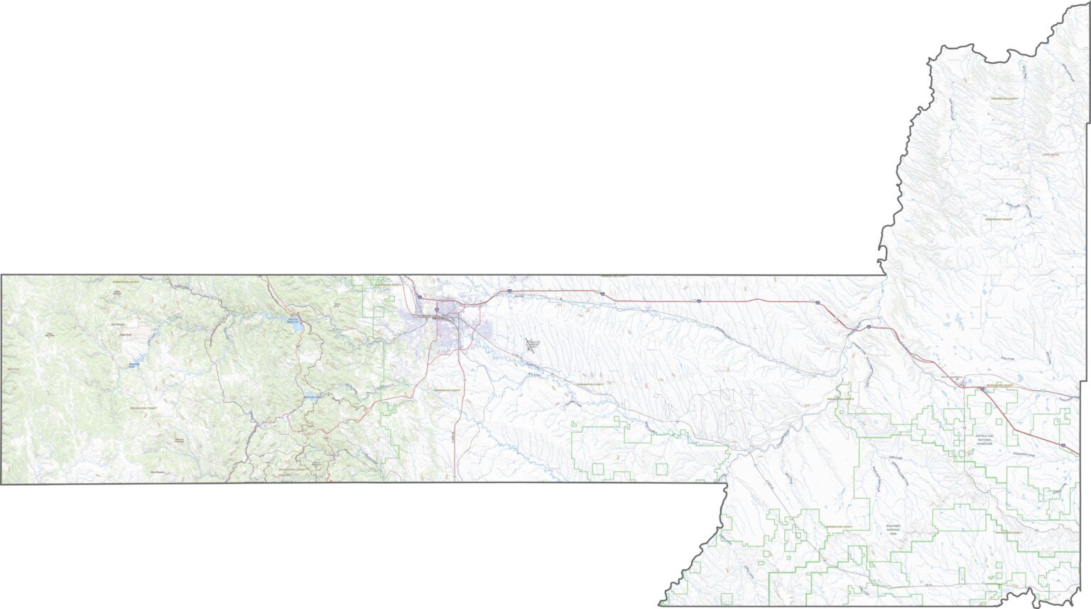 Pennington County Map, South Dakota - US County Maps
