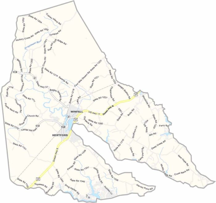 Perquimans County Map, North Carolina - US County Maps