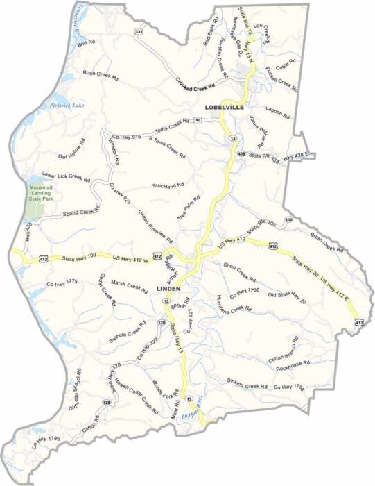 Perry County Map, Tennessee - US County Maps