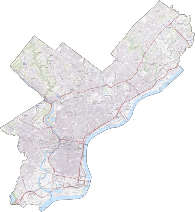 Philadelphia County Map, Pennsylvania - US County Maps