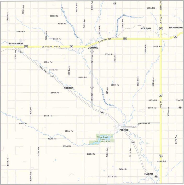 Pierce County Map, Nebraska - US County Maps