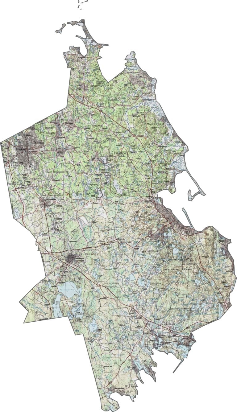 Plymouth County Map, Massachusetts - US County Maps
