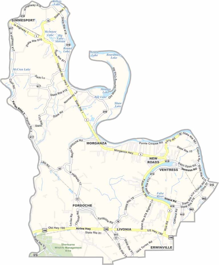 Pointe Coupee Parish Map, Louisiana - US County Maps