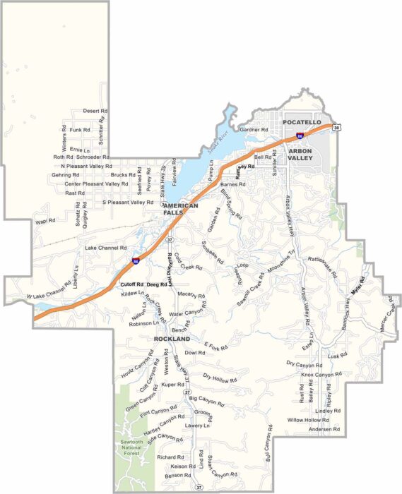 Power County Map, Idaho - US County Maps
