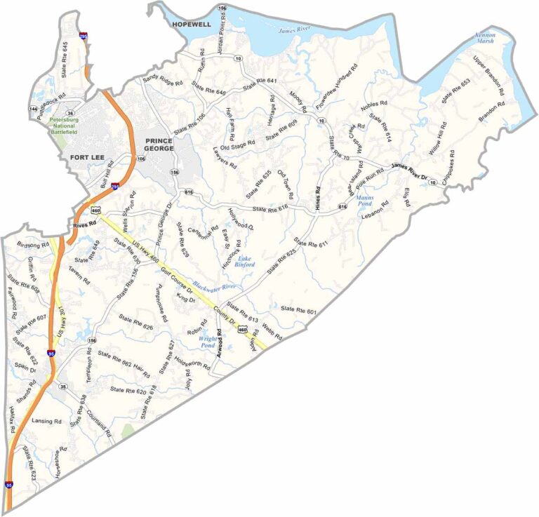 Chesterfield County Map, Virginia - US County Maps