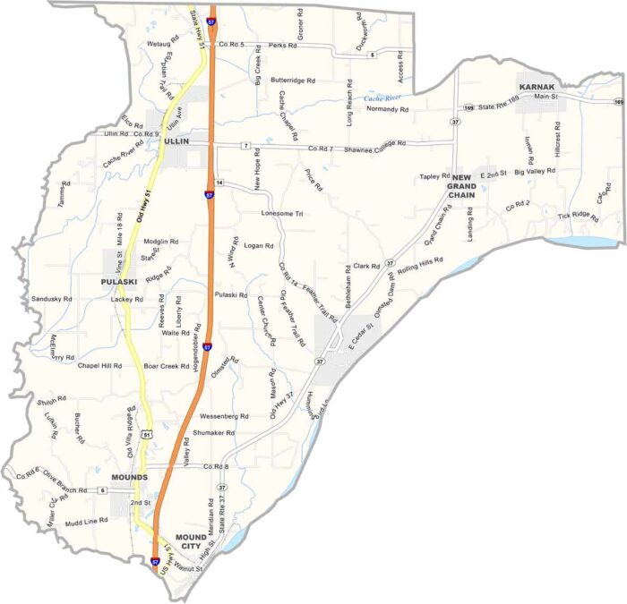 Pulaski County Map, Illinois - US County Maps