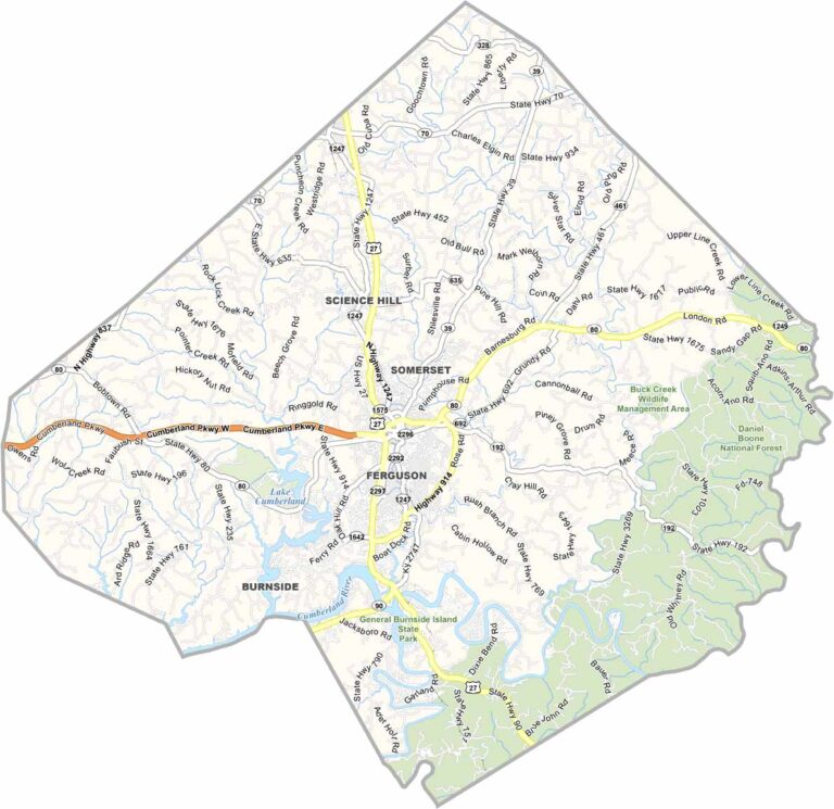 Pulaski County Map, Kentucky - US County Maps