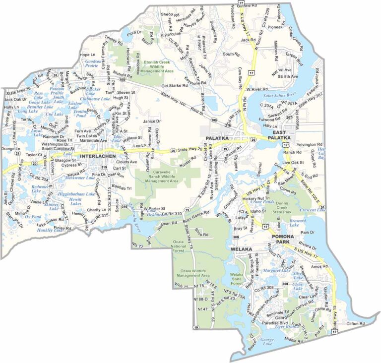 Putnam County Map, Florida - US County Maps