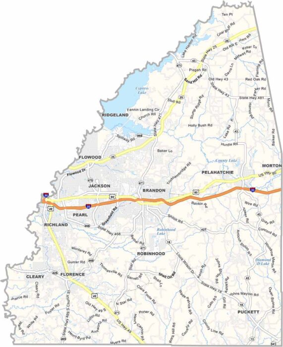 Rankin County Map, Mississippi - US County Maps