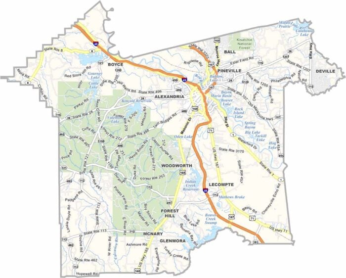 Rapides Parish Map, Louisiana - US County Maps
