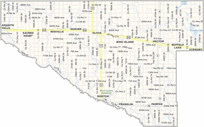 Renville County Map, Minnesota - US County Maps