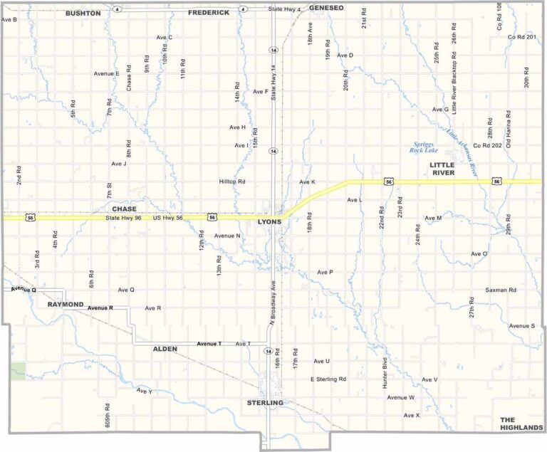 Rice County Map, Kansas - US County Maps