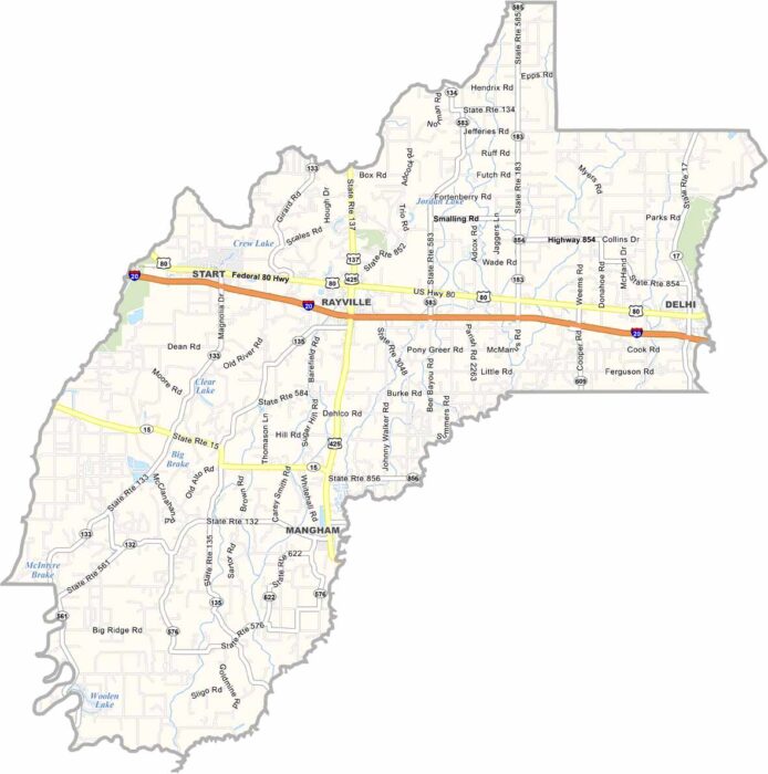 Ouachita Parish Map, Louisiana - US County Maps