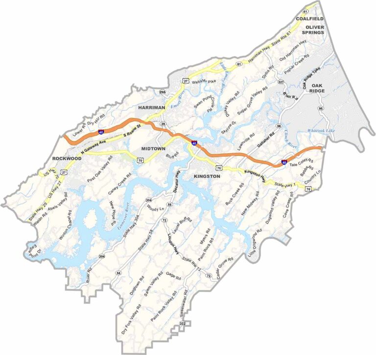 Roane County Map, Tennessee - US County Maps