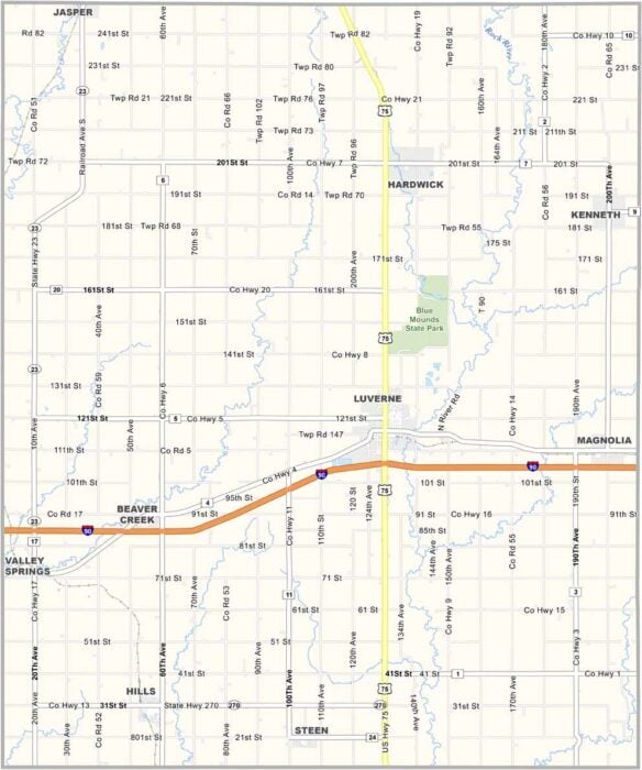 Minnehaha County Map, South Dakota - US County Maps