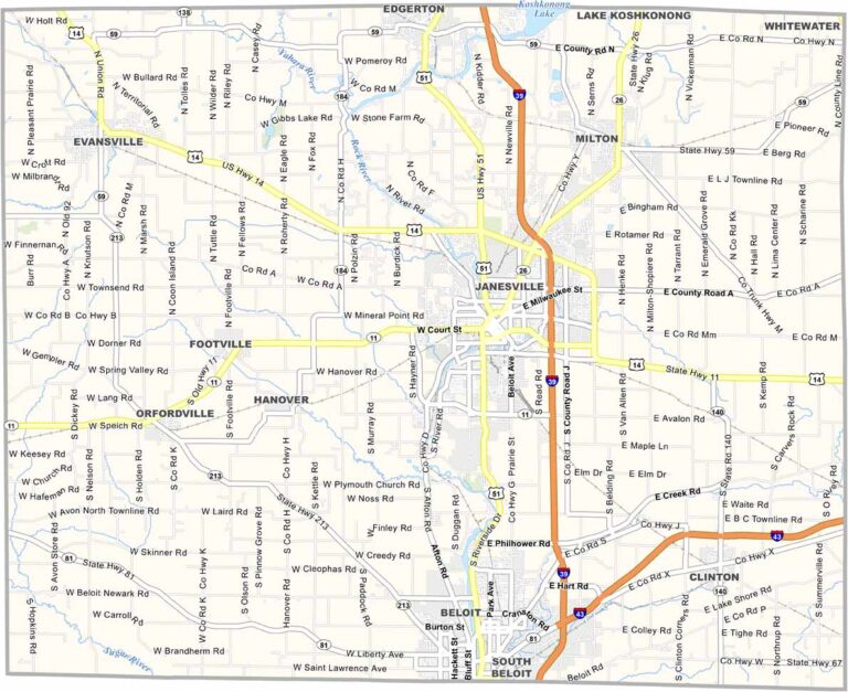 Dane County Map, Wisconsin - US County Maps