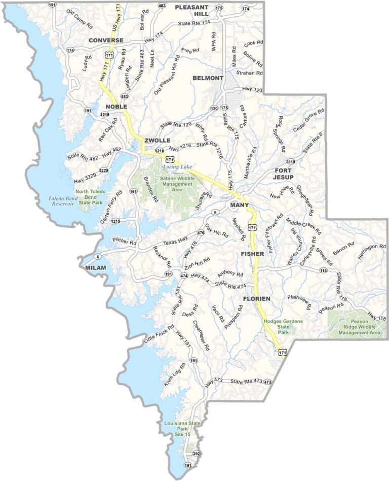 Sabine Parish Map, Louisiana - US County Maps