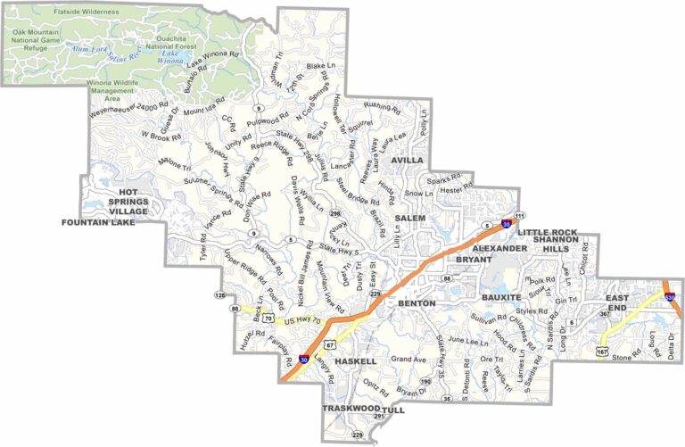 Saline County Map, Arkansas - US County Maps